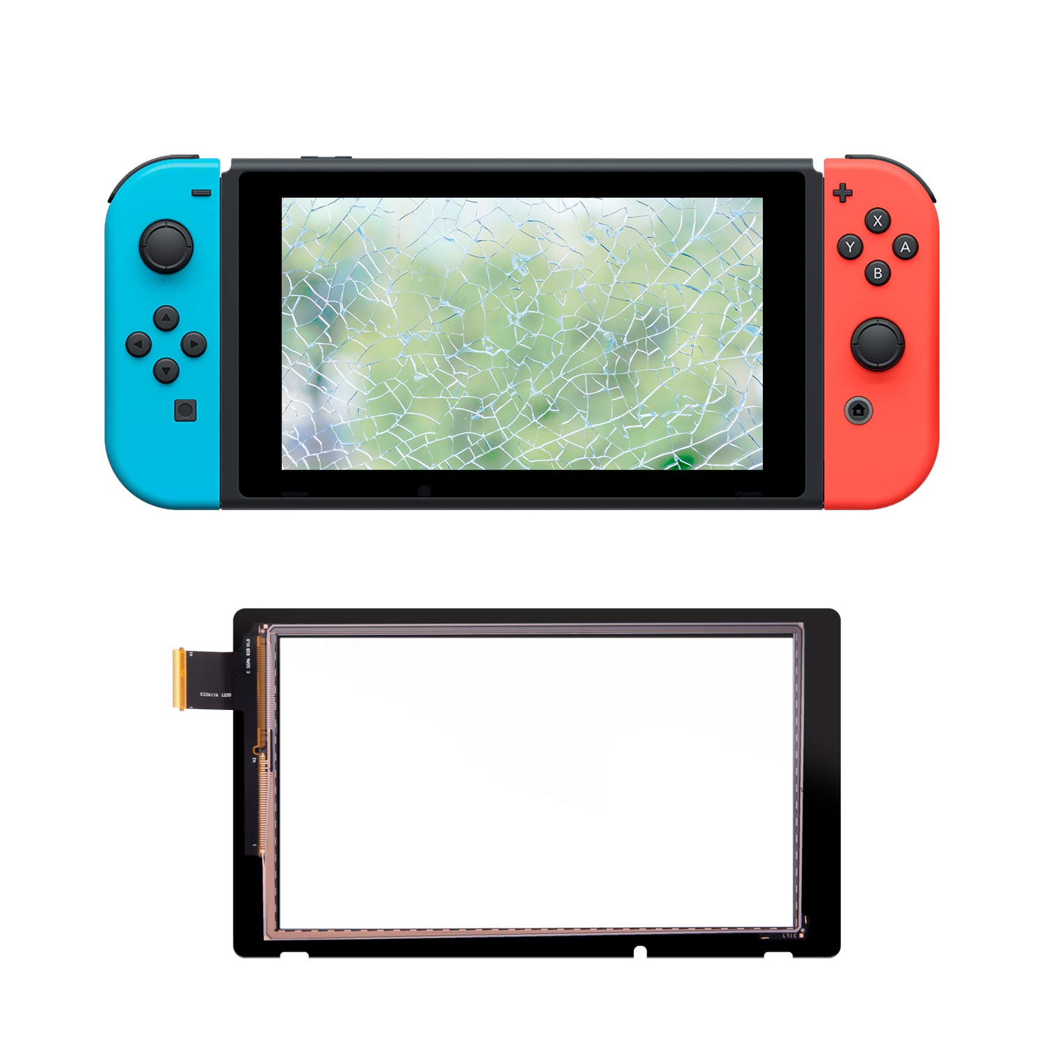 New Version Touch Screen Digitizer Glass Panel Replacement Parts for NS Switch with Tempered Glass Screen Protector and Installation Tool(LCD is not included)(Remove 2 Sides Films Before Installation)