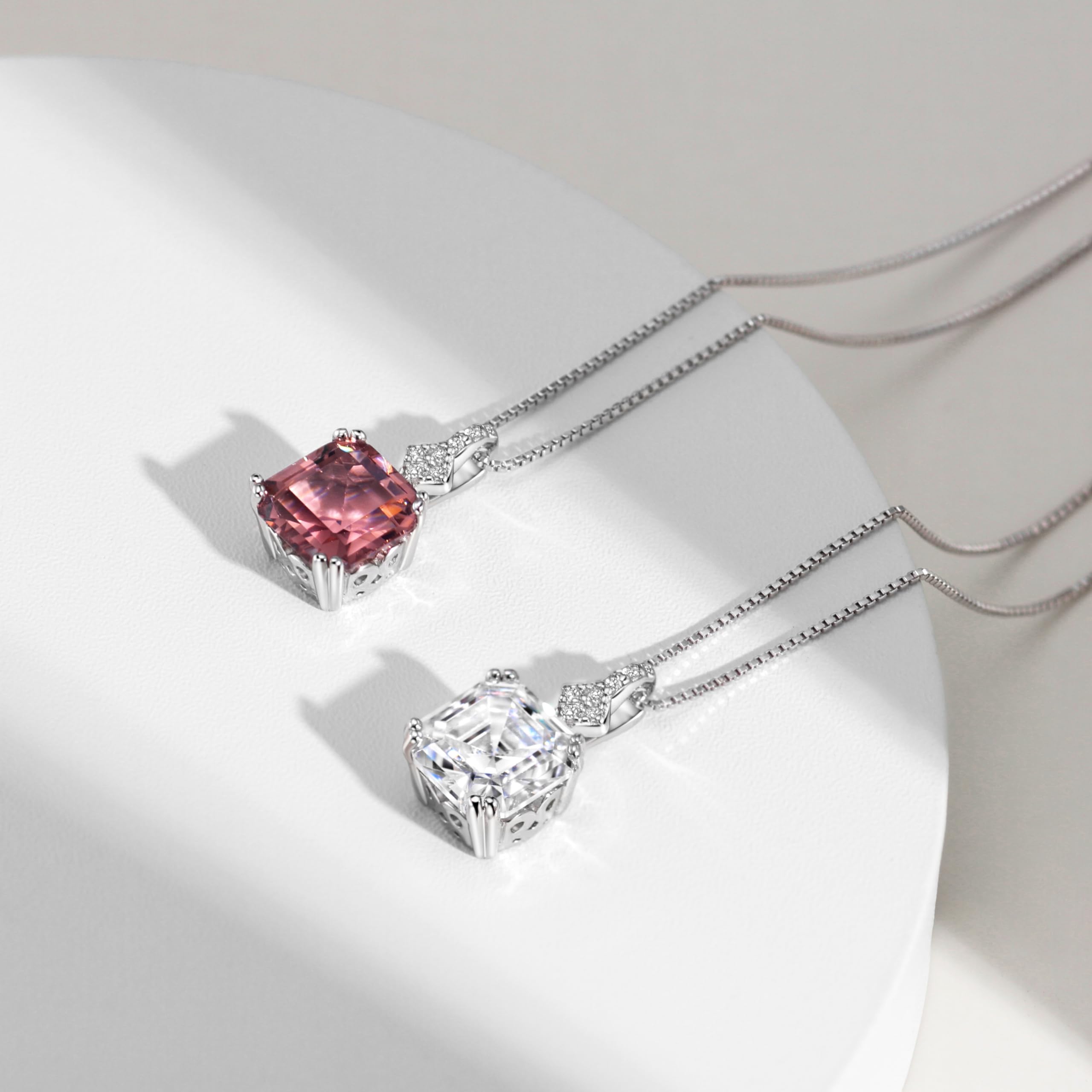 Michooyel S925 2ct Cubic Zirconia Asscher Cut Women's Pendant Necklace Sterling Silver Gemstone Necklace for Women