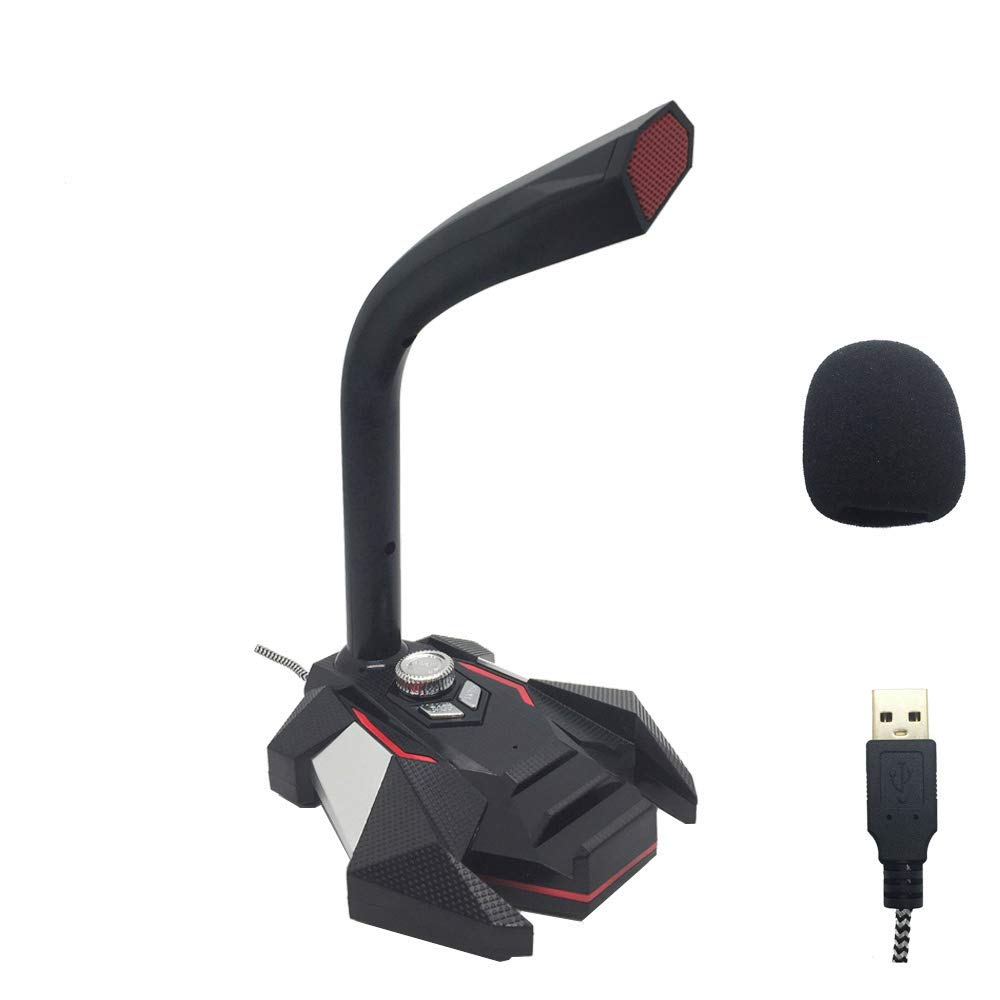 TEESX USB Multimedia Gaming Microphone,PC Microphone for Skype, Recording, Games(1.5m /5ft)