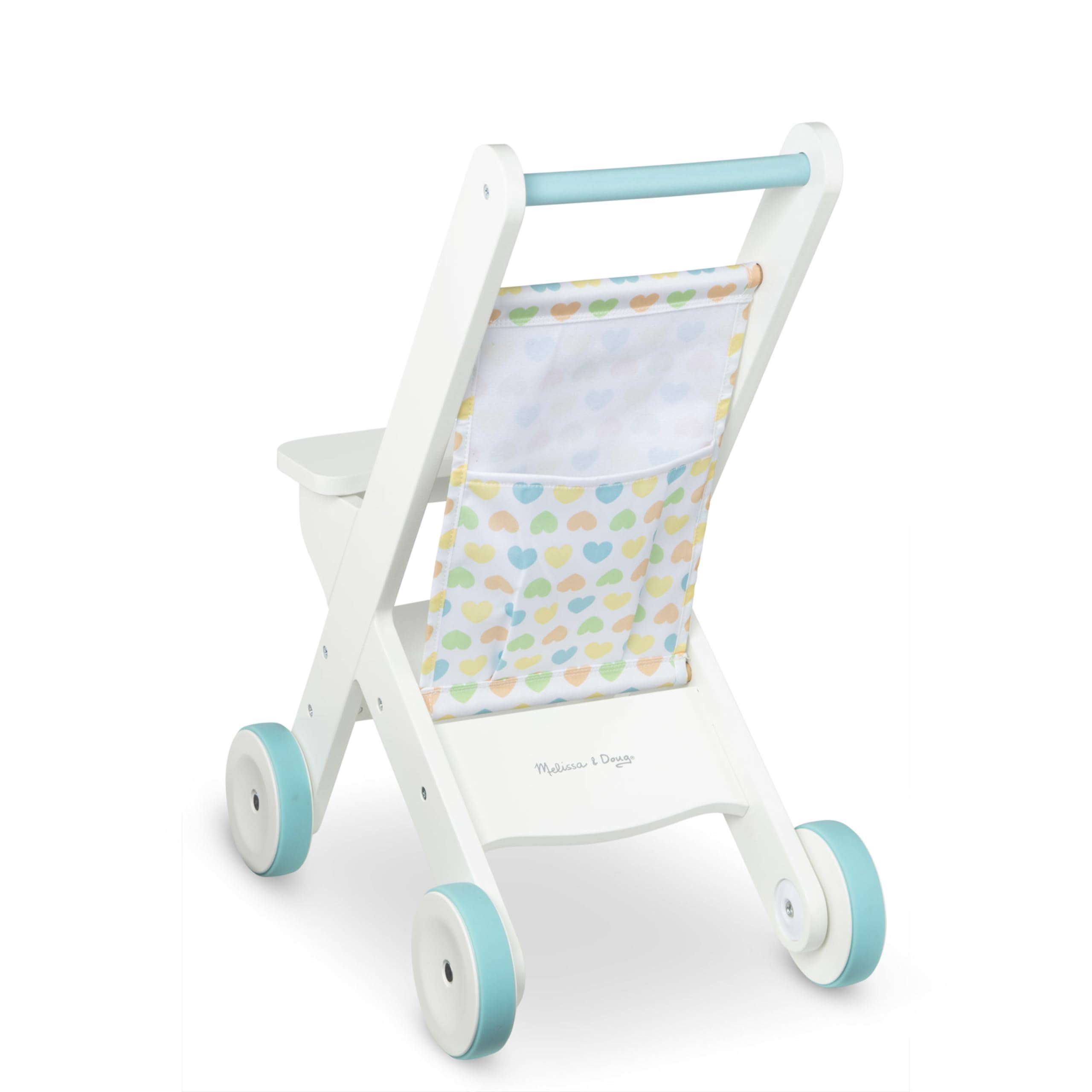 Melissa & Doug Mine to Love Wooden Play Stroller for Dolls-Stuffed Animals - White (18”H x 8”W x 11”D Assembled)