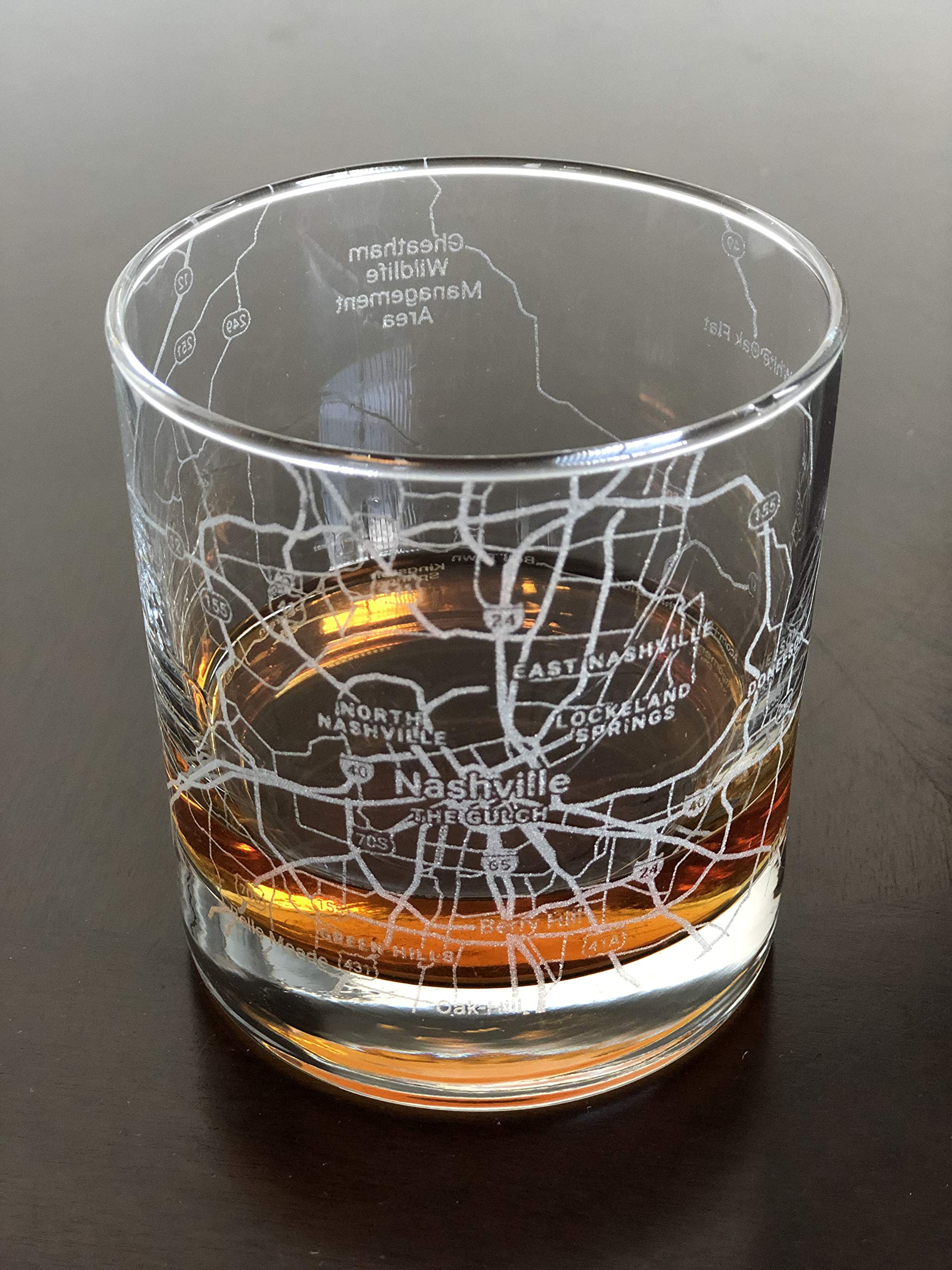 Rocks Whiskey Old Fashioned 11oz Glass Urban City Map Nashville Tennessee