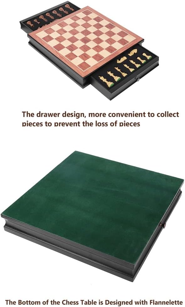 Wooden Chess Set 18" Deluxe Chess Board with 2 Drawers & Handmade Pieces Professional Chess Game Table Set for Adults