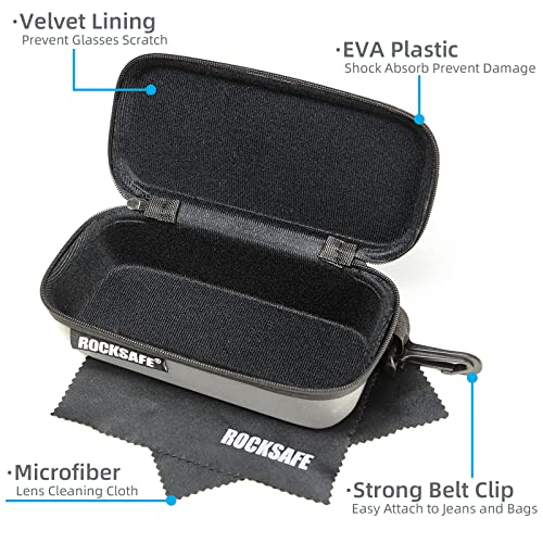 ROCKSAFE Safety Glasses Case, Large EVA Eyeware Protection Storage, with Reinforced Belt Clip [Pack of 2]
