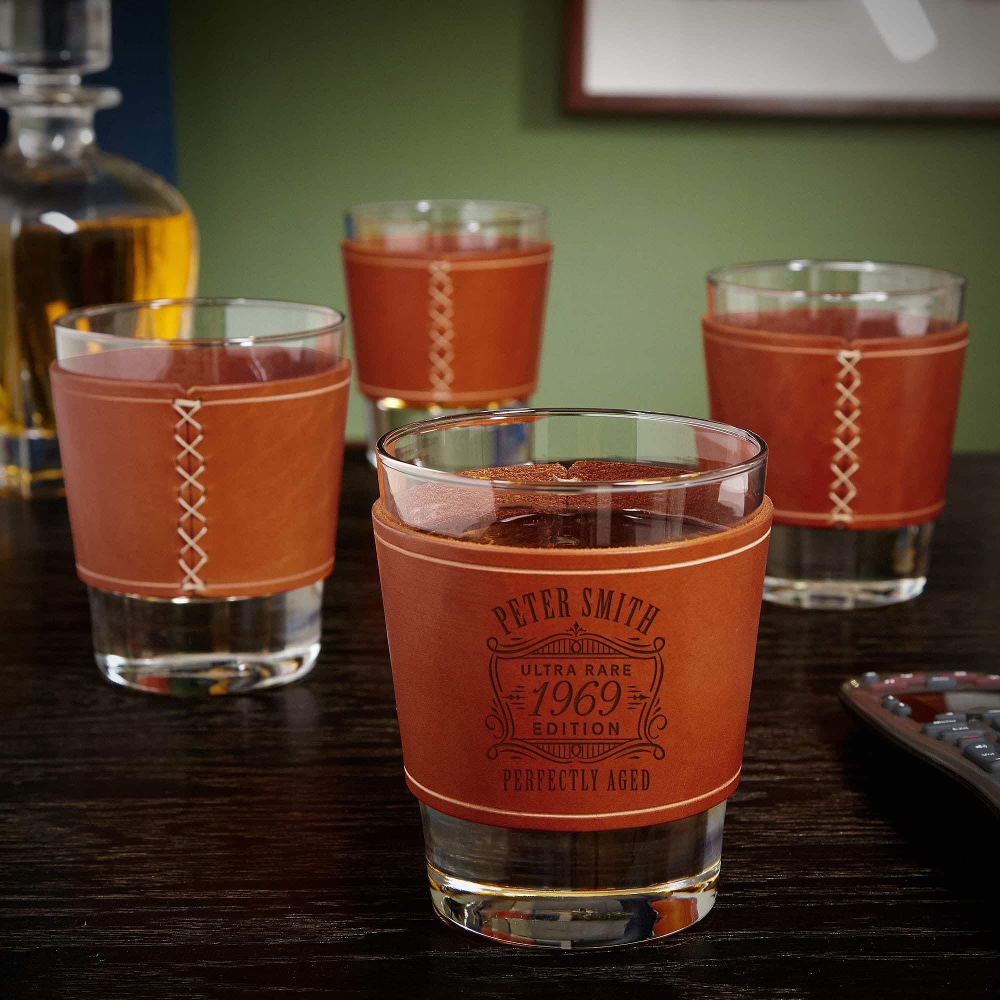 Stanford Custom Leather Wrap Whiskey Glass (Personalized Product)