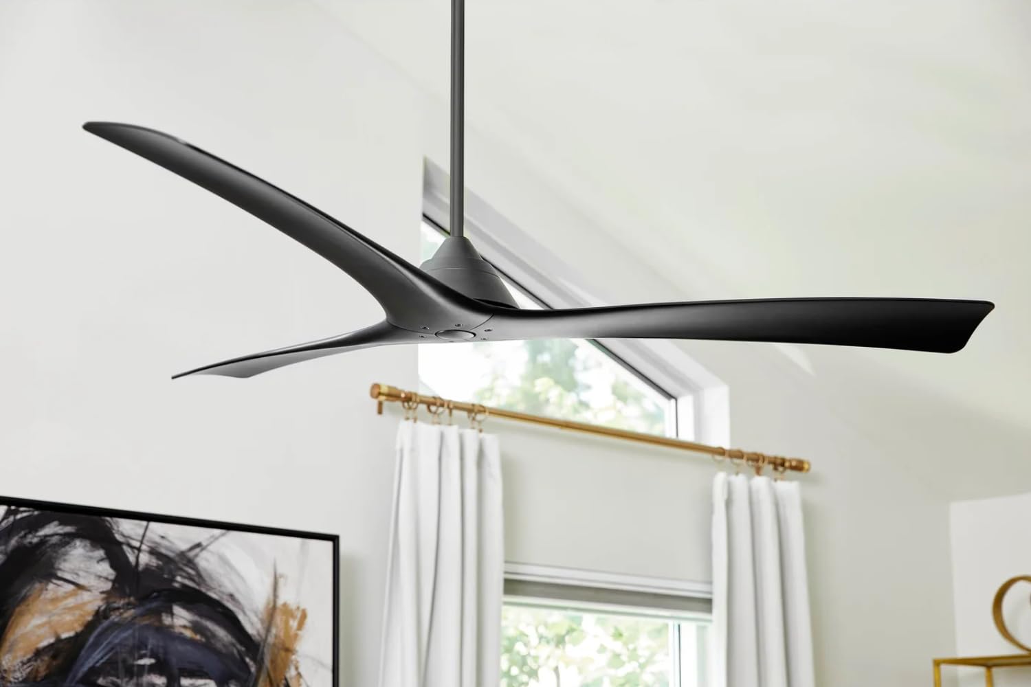 LUZAIRE DESIGN Oxygen 3-120-2115 | Mecca 64 Inch Three Blade Contemporary Modern Smart Ceiling Fan – Black & Walnut Finish | Three Speed Reversible Motor |