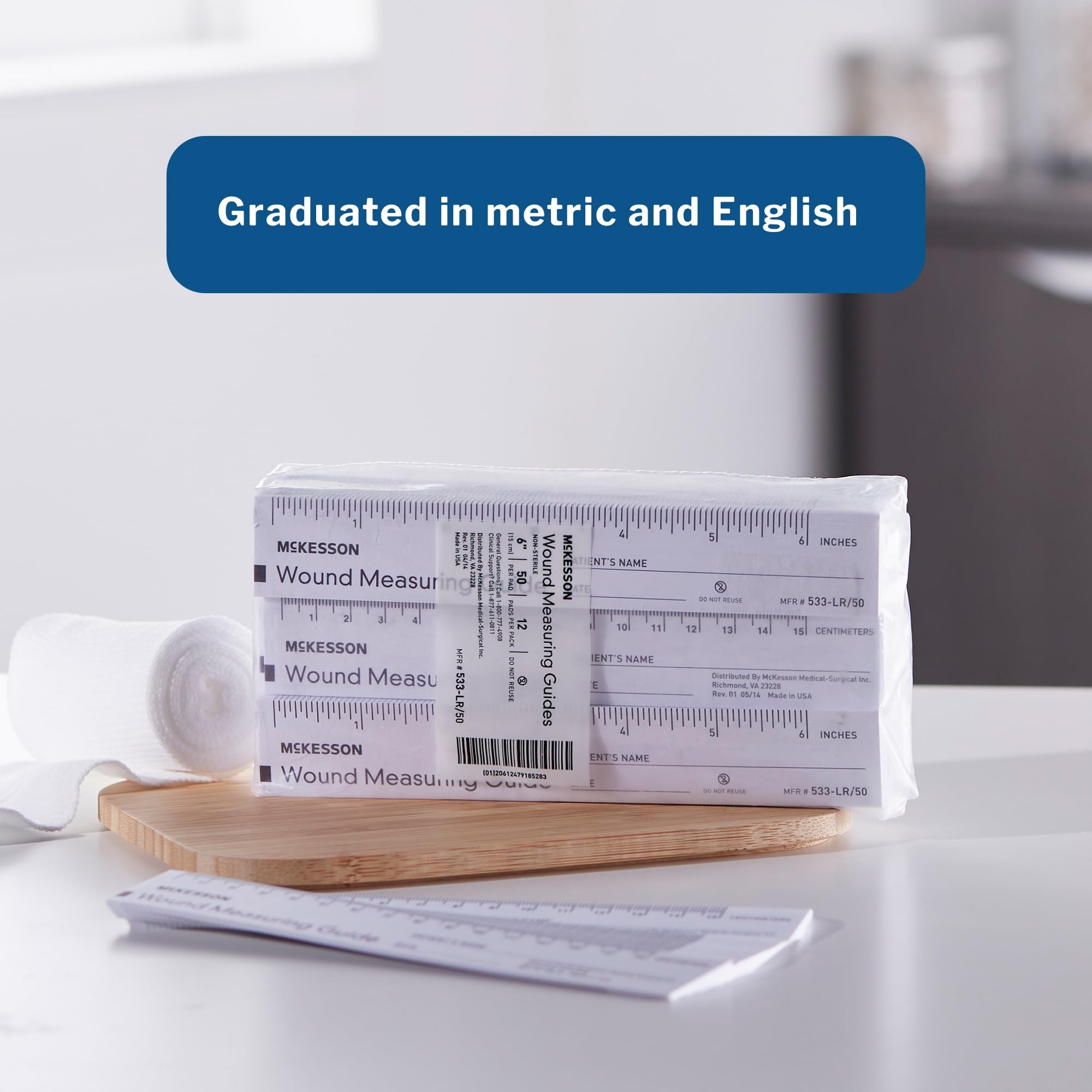 McKesson Wound Measuring Guide Ruler, Non-Sterile, Paper, 6 in, 50 count, 12 Packs, 600 Total