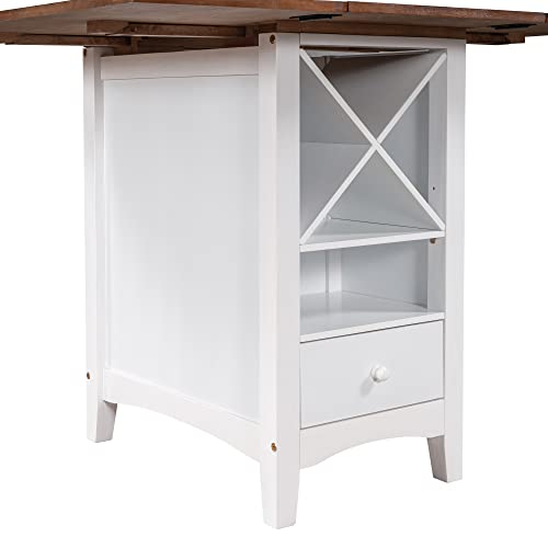 Merax 5 Pieces Drop Leaf Dining Table Set, Counter Height Kitchen Table with Drop Leaf and 4 Chairs, Space-Saving Kitchen Set with Wine Rack and Drawers, Seat Height 23.6"