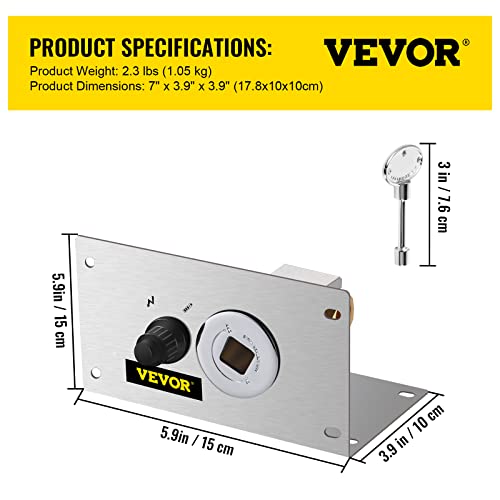 VEVOR Fire Pit Gas Burner Spark Ignition Kit, 300K BTU Fire Pit Ignition System, Stainless Steel Fire Pit Igniter, with 1/2'' Key Valve with Key and Leads & Ground Wire Silver