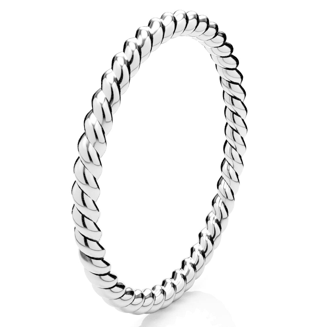 Metal Factory Sz 8 Sterling Silver 2MM Eternity Rope Wedding Band Ring