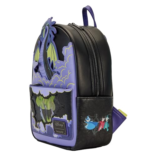 Loungefly Disney Backpack: Maleficent Dragon Lenticular and Glow in The Dark Mini-Backpack, Amazon Exclusive