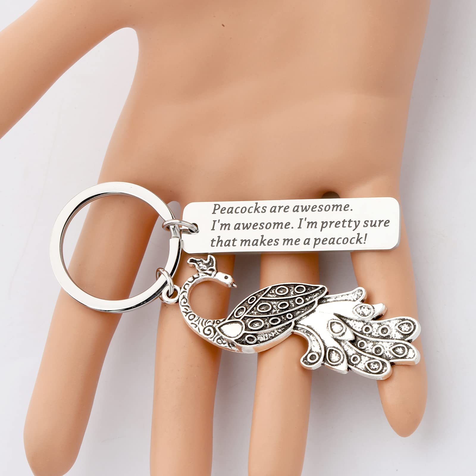 PENQI Peacock Jewelry Peacock Lover Gift Peacocks Are Awesome I'm Awesome Keychain Peacock Pendant Gift Idea (Peacocks are awesome)