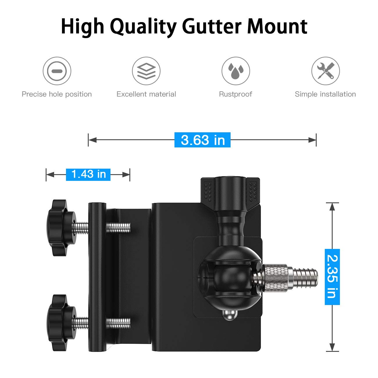 Outdoor Gutter Mount for Arlo Pro/Arlo Pro 3 / Arlo Ultra/Arlo Essential Solar Panel - by TIUIHU - Compatible with Any Other Solar Panel with 1/4 Screw - Durable and Simple Inst(Black,2-Pack)