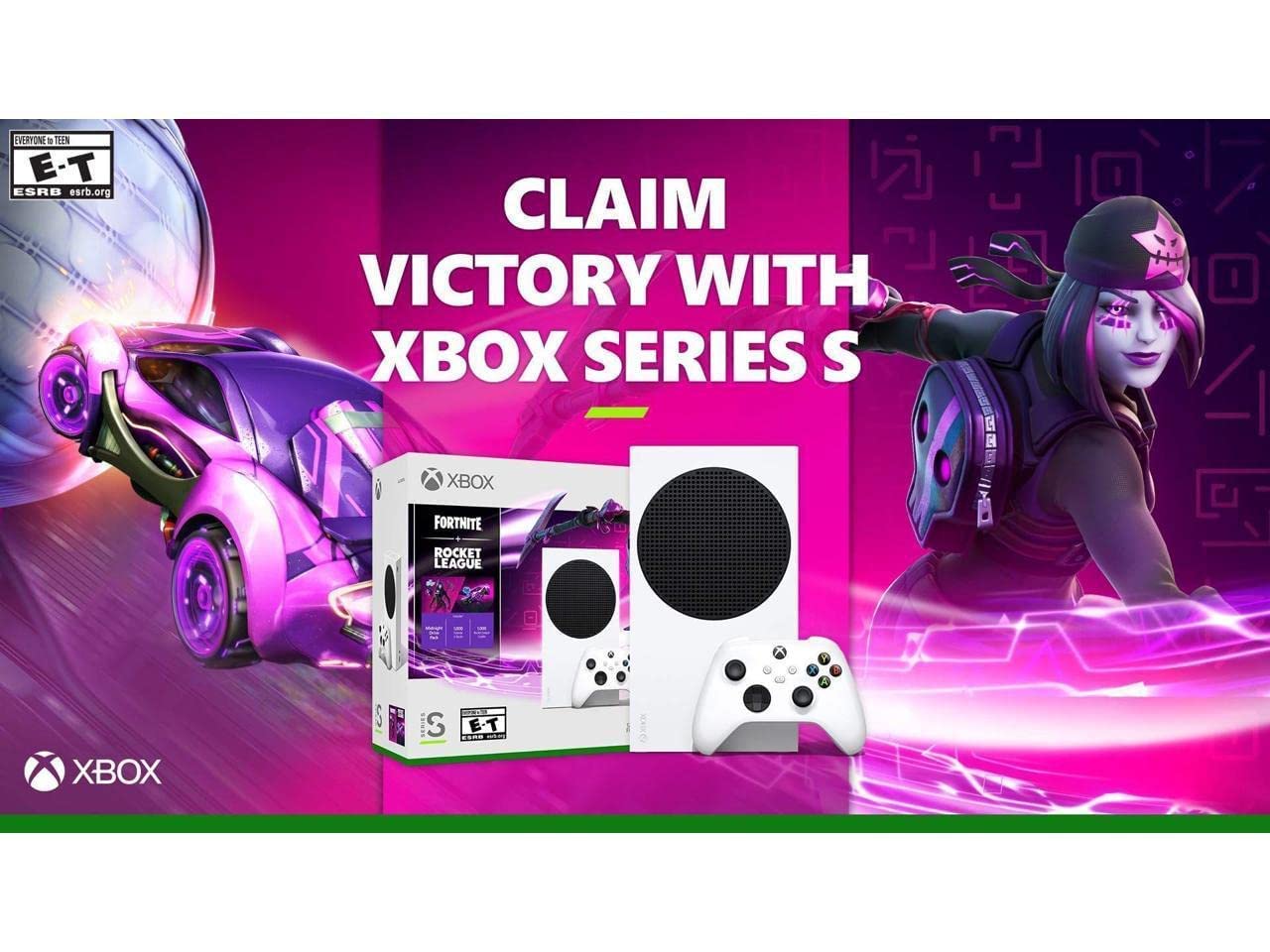 Newest Microsoft Xbox Series S – Fortnite & Rocket League Bundle (Disc-Free Gaming) - White, Bundle with TSBEAU Vertical Charging Stand with Cooling Fan (Renewed)
