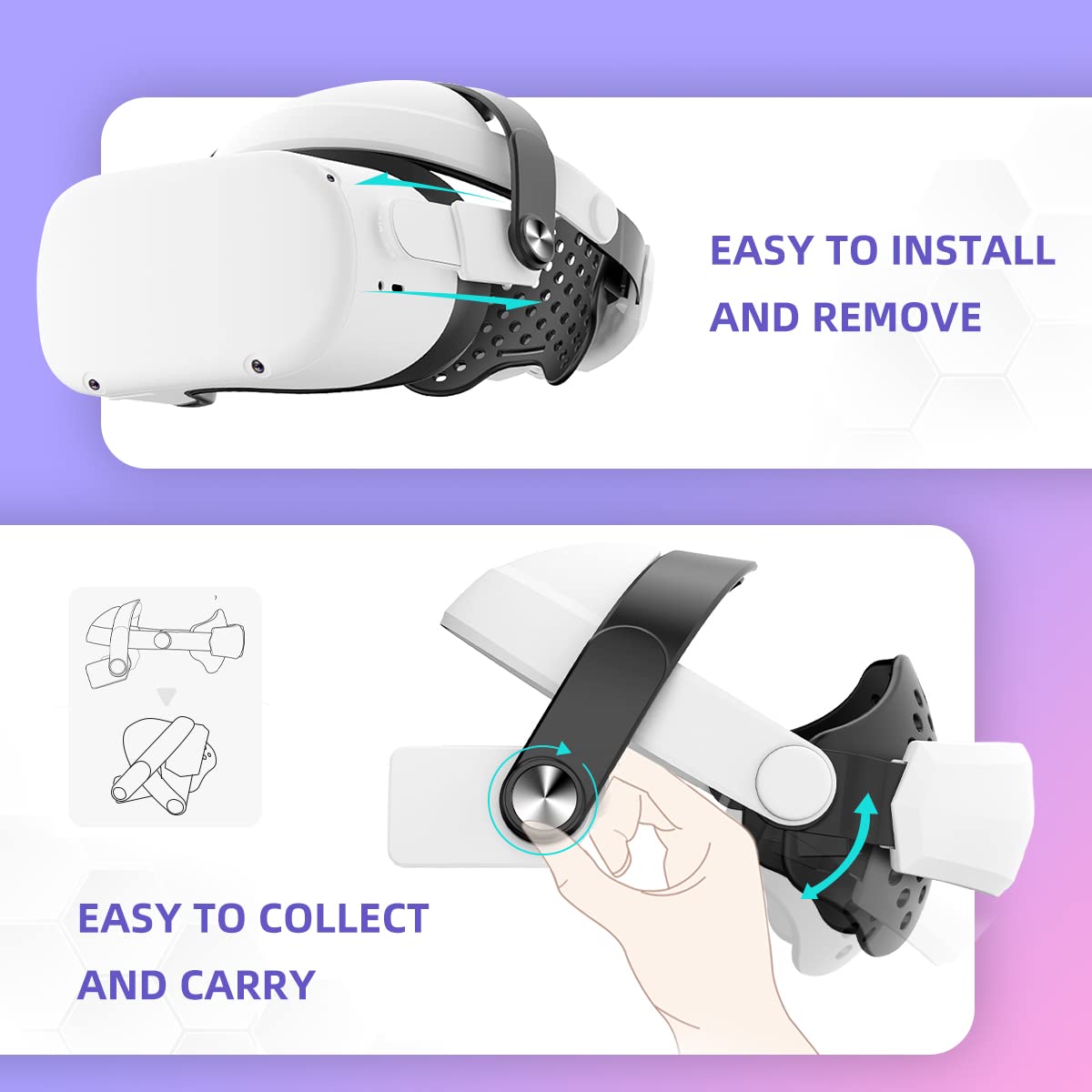 SINWEVR M3 Head Strap Accessories Compatible for Quest 2 Elite Strap, Effectively Reduce Facial Pressure and Enhanced Comfort in VR(Headset Not Included)