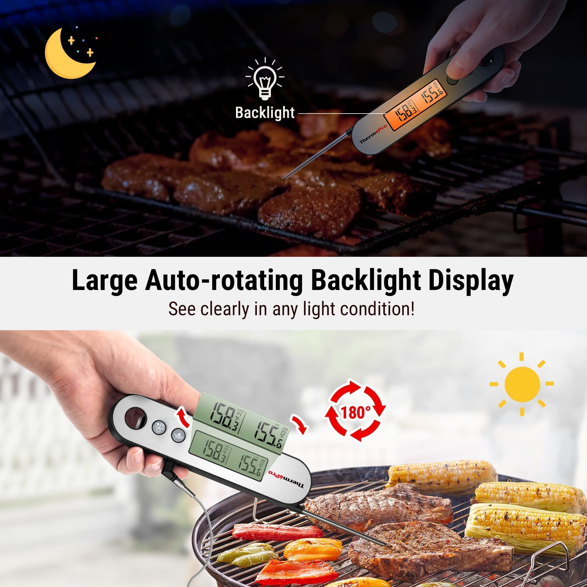 ThermoPro TP-17 Dual Probe Digital Cooking Meat Thermometer + ThermoPro TP610 Dual Probe Instant Read Meat Thermometer