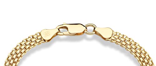 Miabella 18K Gold Over Sterling Silver Italian 6mm Solid Bismark Mesh Link Chain Bracelet for Women, 925 Made in Italy (Length 7.5 Inches)