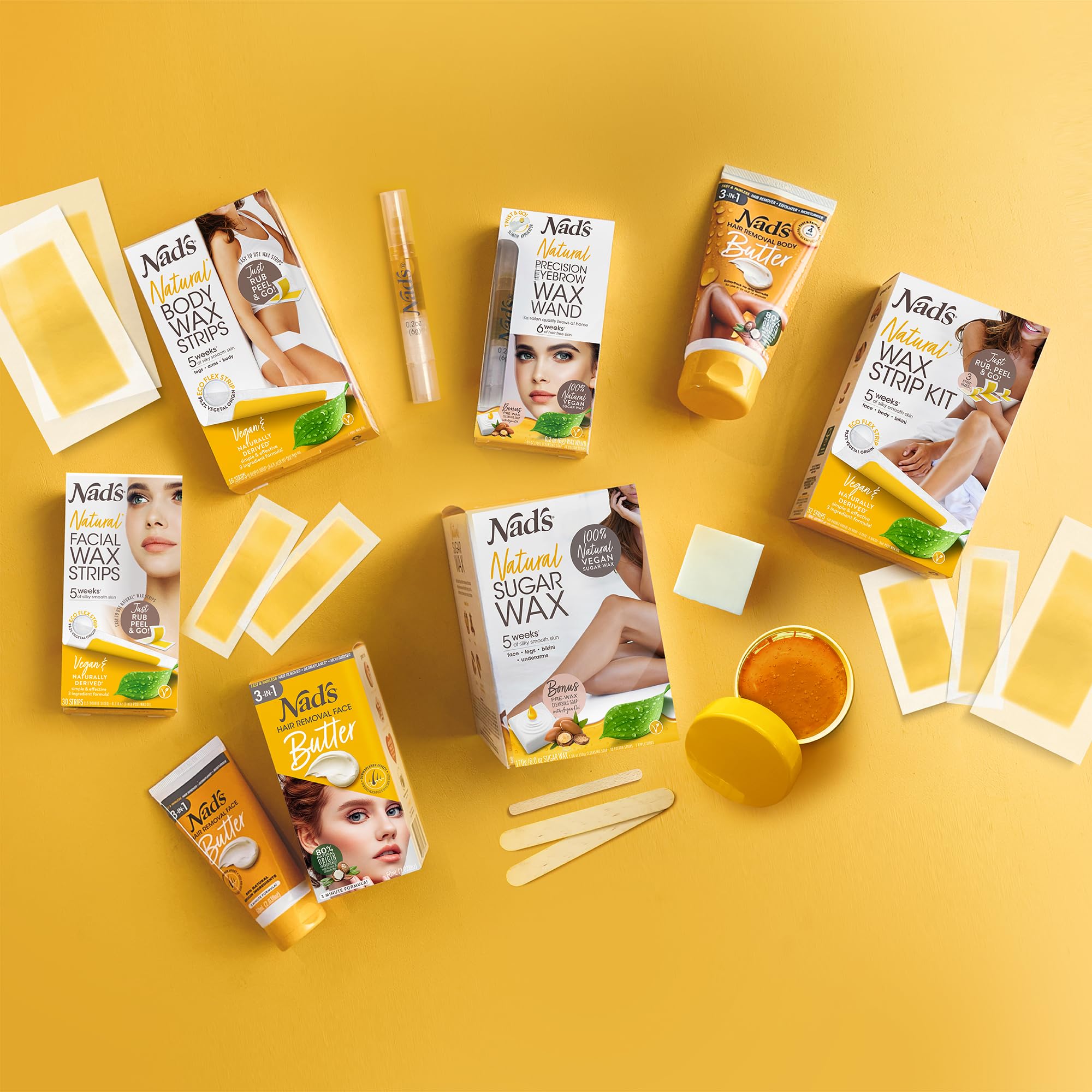 Nad's Facial Wax Strips - Natural All Skin Types - Waxing Kit With 30 Face Wax Strips & Post Wax Oil, 1 Count