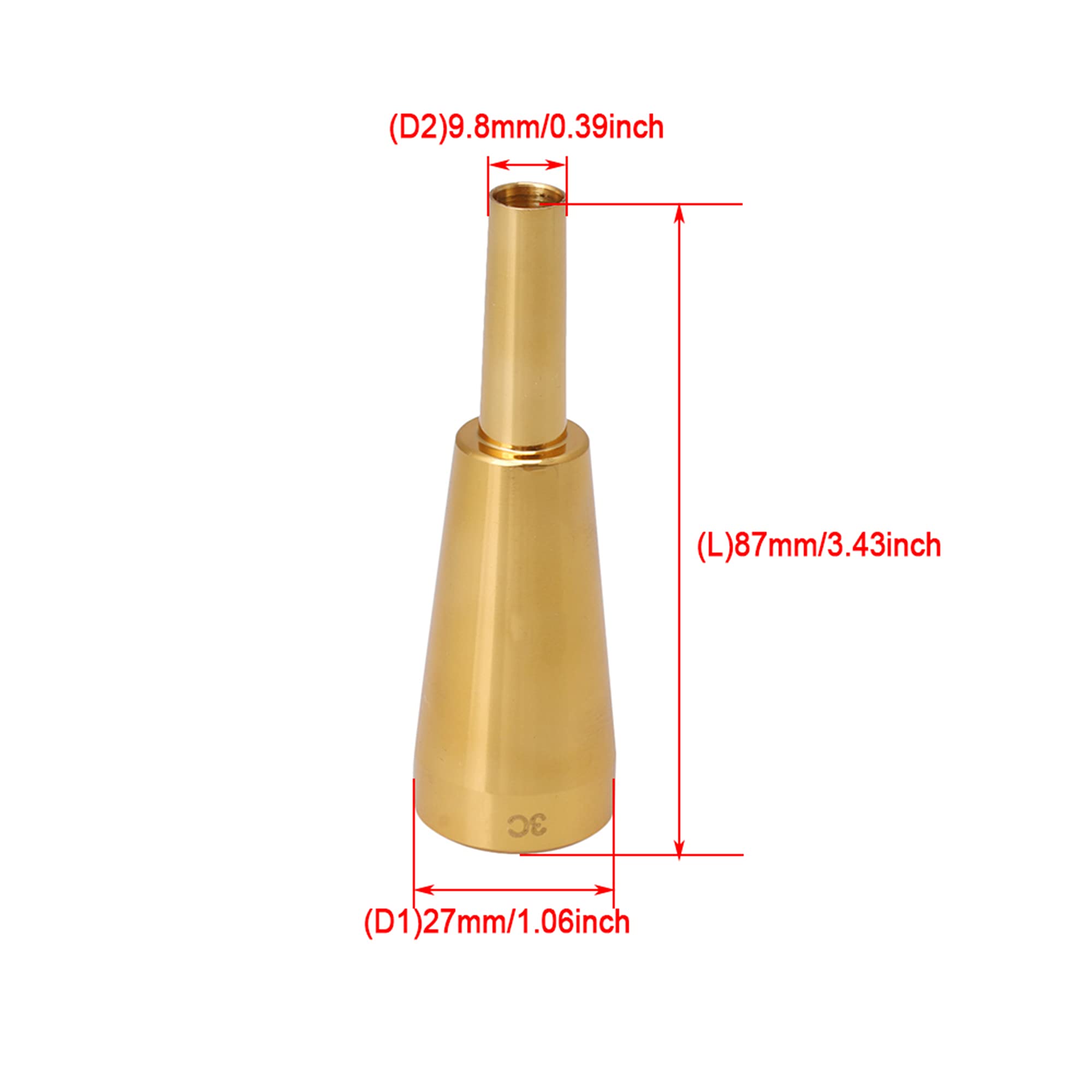 Mxfans 9.8mm Outer Diameter 3C Trumpet Mouthpiece Replacement Golden-Plated Musical Instrument Accessory