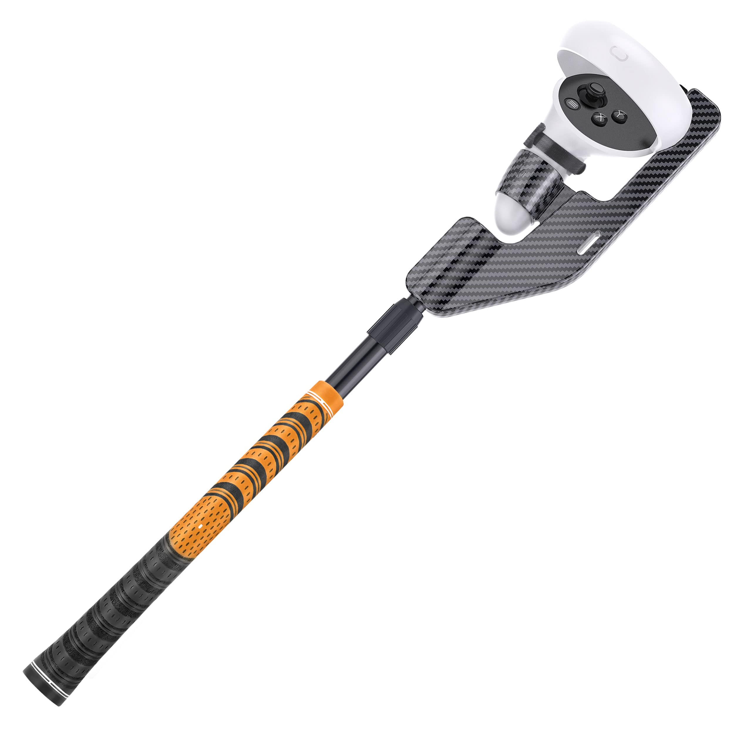 VR Golf Club Handle Accessories Compatible with Meta/Oculus Quest 2, Adjustable Virtual Reality Golf Club Attachment Adapter for Family, Children, Enhance Immersive VR Game Experience, Orange