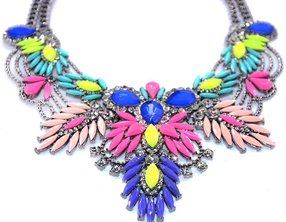 Lovage Colorful Resin Bubble Bib Statement Necklace Bohemian Chunky Collar Jewelry