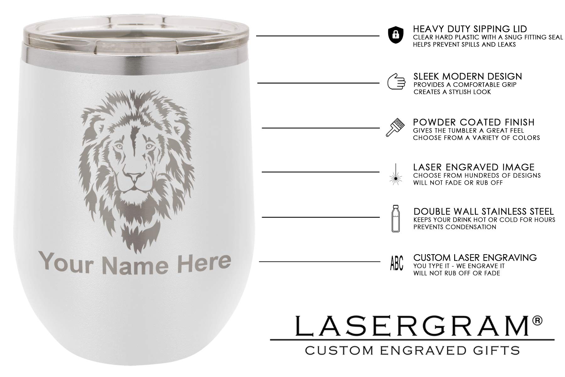 SkunkWerkz Wine Glass Tumbler, Bulldog Dog, Personalized Engraving Included (White)