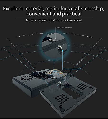 Newest USB Cooling Fan for Xbox Series X, for External Cooler Turbo Temperature Control Fan Console Cooling System for Xbox Series X with Dual Fans and Extra 2.0 USB Port,6 Thumb Grip Caps- Black