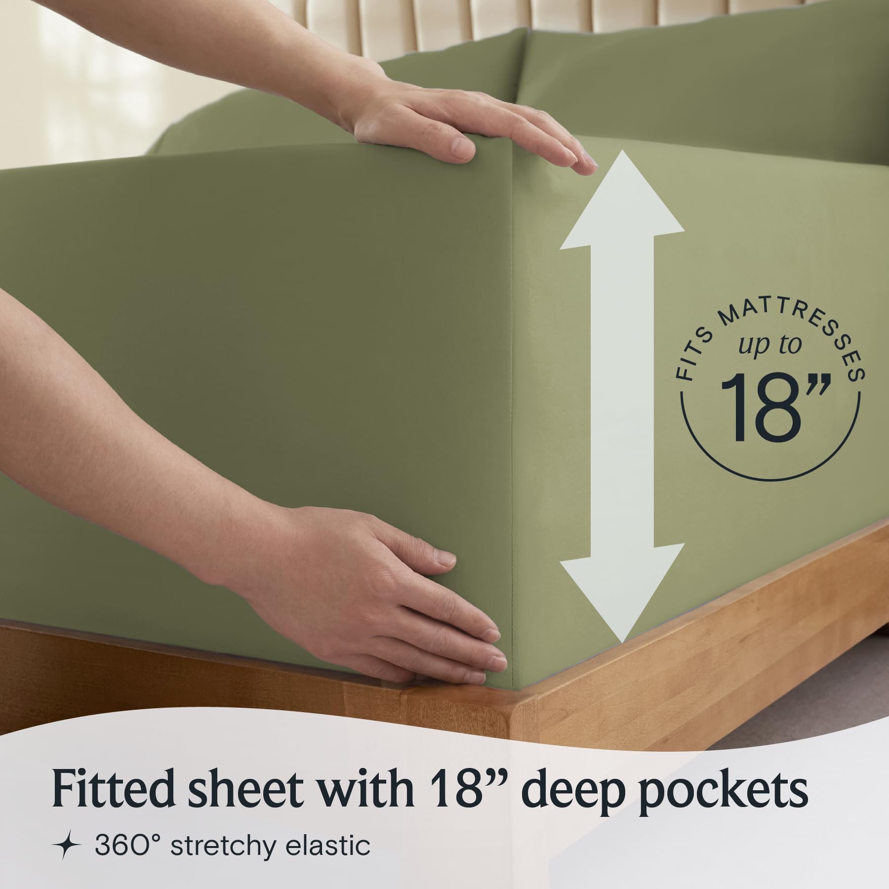 LuxClub 6 PC Queen Sheet Set, Breathable Luxury Bed Sheets, Deep Pockets 18" Eco Friendly Wrinkle Free Cooling Sheets Machine Washable Hotel Bedding Silky Soft - Olive Queen