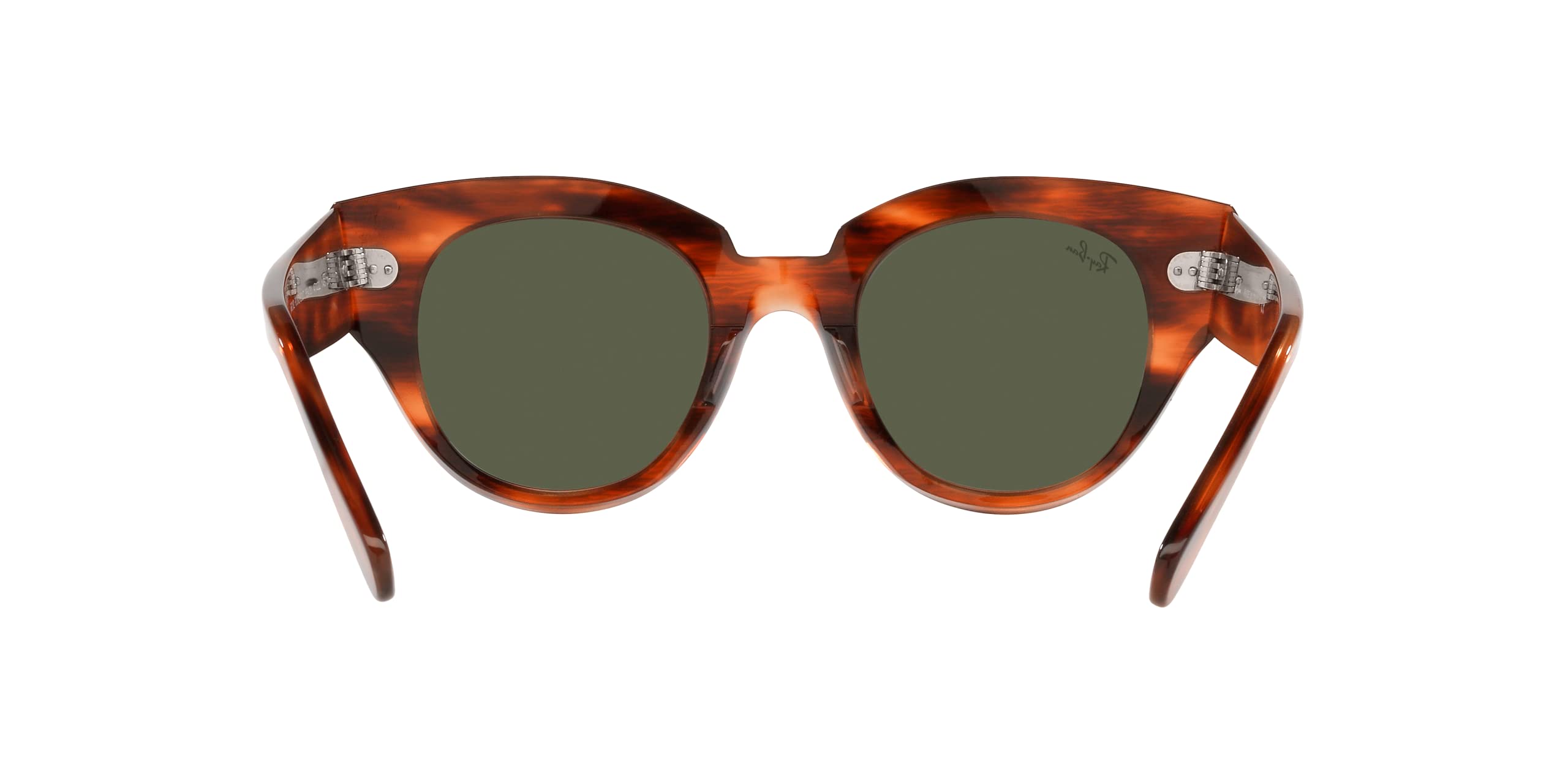 Ray-Ban Women's Rb2192 Roundabout Round Sunglasses, Striped Havana/Green, 47 mm