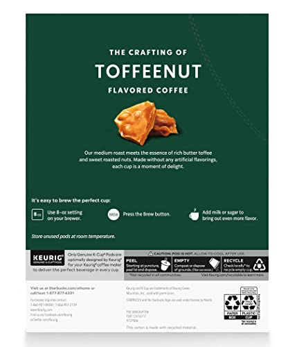 Starbucks Coffee Company Starbucks Flavored Ground Coffee K-Cup Pods, Toffeenut, Signature Collection, 100% Arabica Coffee, Recyclable K-Cups, 10 K-Cup Pods/Box (Pack of 2 Boxes)