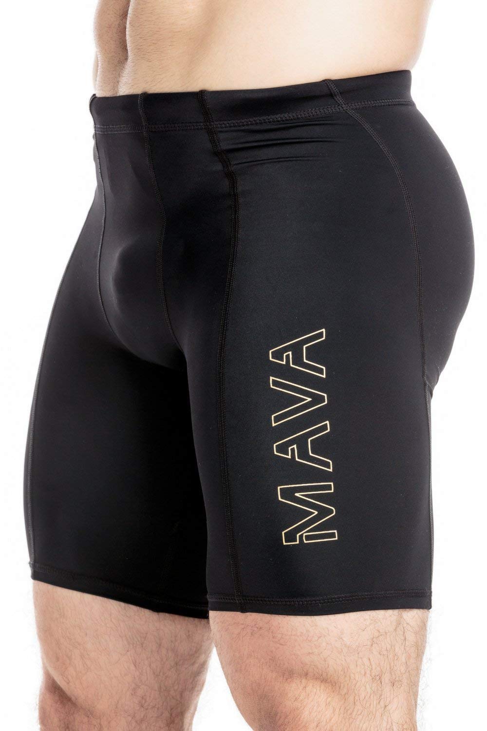 Mava Men’s Compression Short Leggings| Base Layer Tights for Workouts, Running, Cycling, Sports, Training, Weightlifting, Capri, M