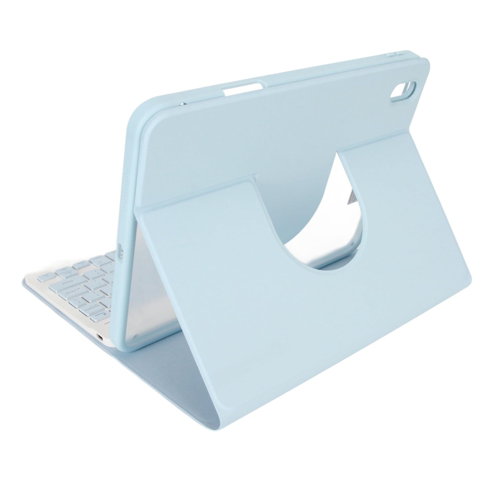 Portable Keyboard, 180mAh Battery PU Leather PC Pen Holder Magnetic Rotating Design Precise Cutouts Wireless Keyboard with Case for 2022 Tablet (Blue)