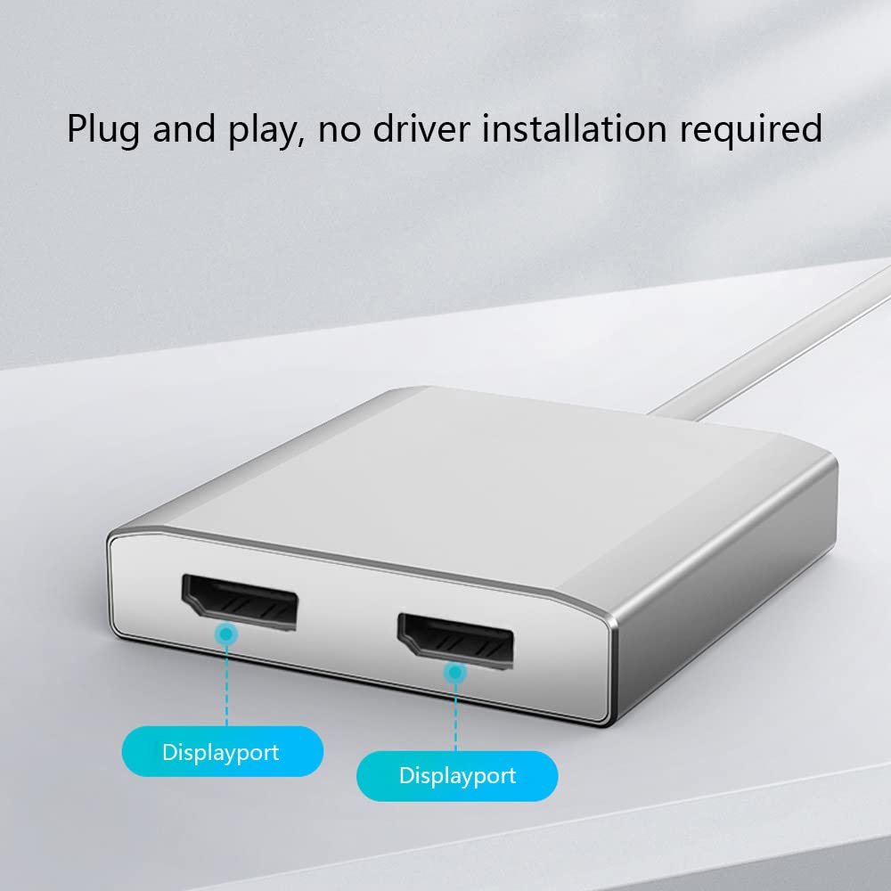 WJESOG Displayport to Dual Displayport MST DP to 2 DP Splitter Multi Stream Transport Hub, for Windows7/8/10
