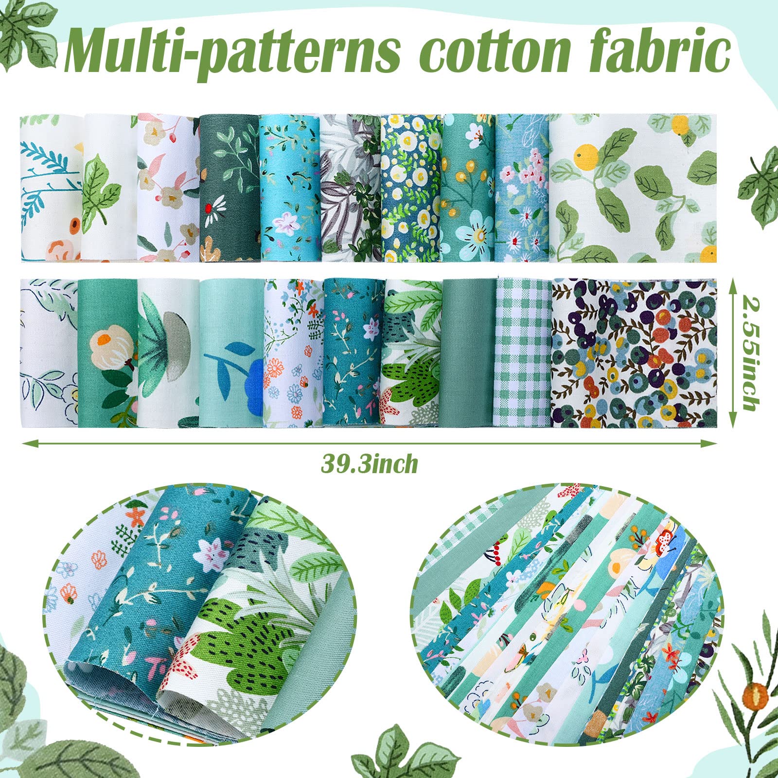 Moukeren 100 Pcs Floral Jelly Fabric Quilting Strips Colorful Cotton Fabric Patchwork Jelly Fabric Roll up 2.55 Inch Precut Plain Weave Fabric for DIY Craft Sewing(Cartoon)
