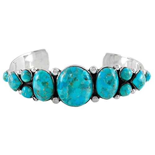 Turquoise Bracelet Sterling Silver 925 Genuine Turquoise (Turquoise)