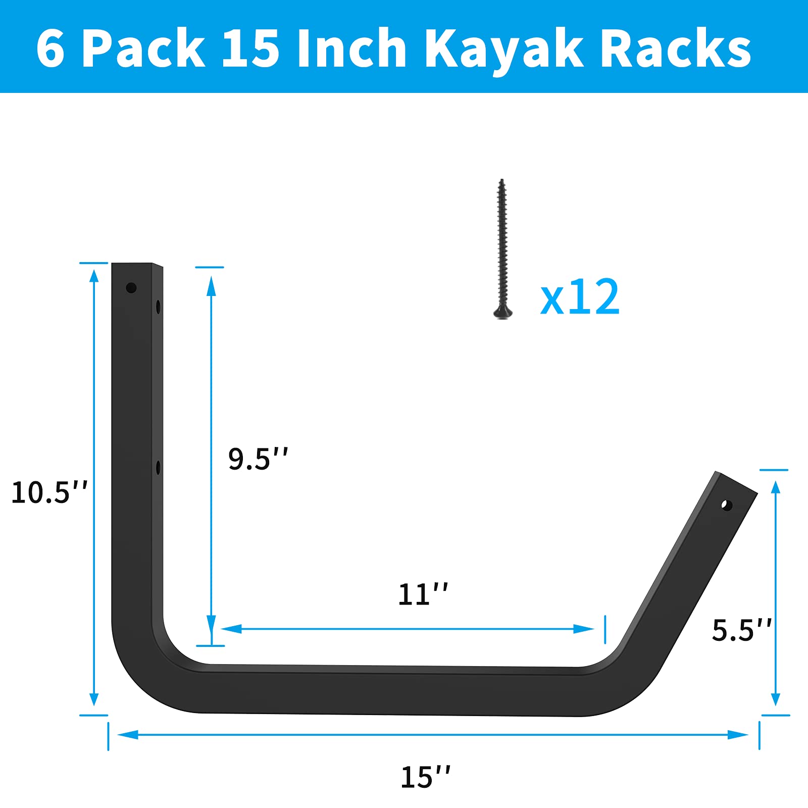 Qualward Heavy Duty Garage Indoor Kayak Storage Hooks Hanger, Wall Mounted Utility Hanging Cradle Rack for Canoe Paddle Board, Ladder, Folding Chairs, Hose, Bicycle and Tools (4 Pack)