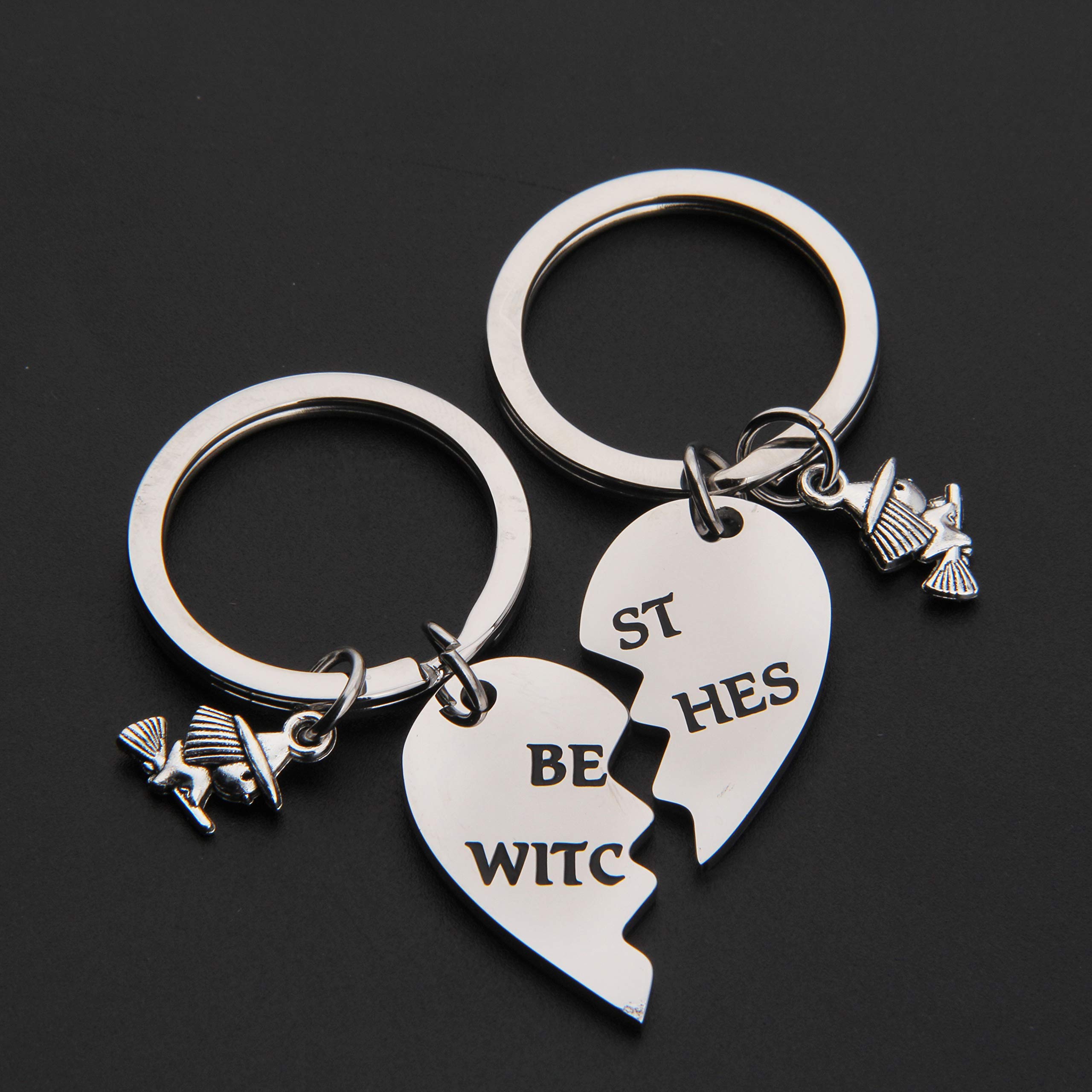 MAOFAED Best Friend Gift Best Witches Keychain BFF Gift Friendship Gift Sister Gift Friend Keychain Set
