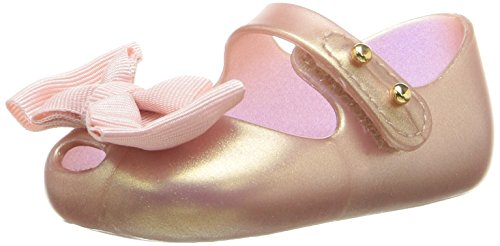 Mini Melissa Baby-Girl's My First Mary Jane, Metallic/Pink, 3 M US Infant