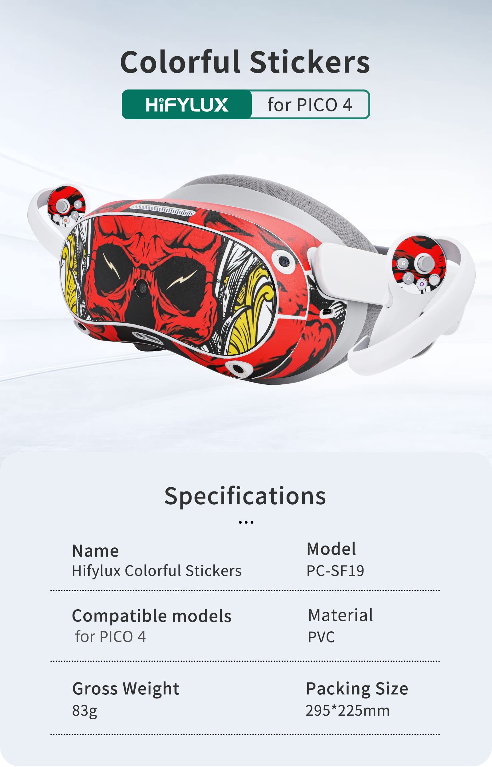 VR Headsets and Controllers Skins Stickers,PVC Sticker Protective Decal Accessories for PICO 4 (2)