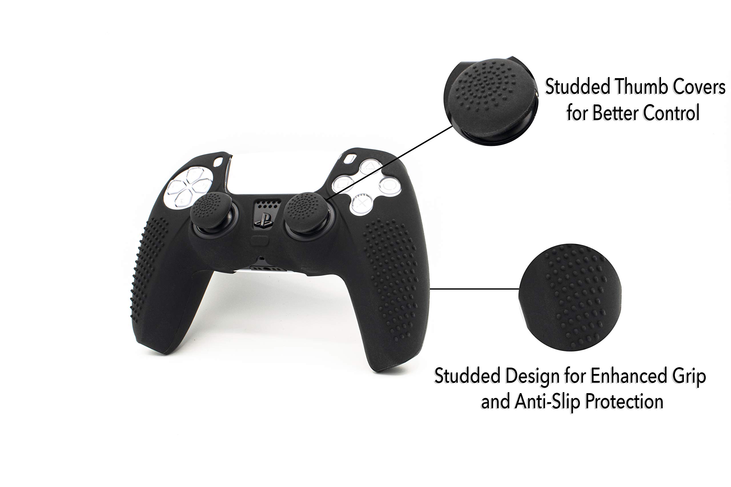 PS5 Controller Skins Cover 4 Pack - Silicone Anti-Slip Grip Case Design Improved for PlayStation 5 DualSense Charging Station