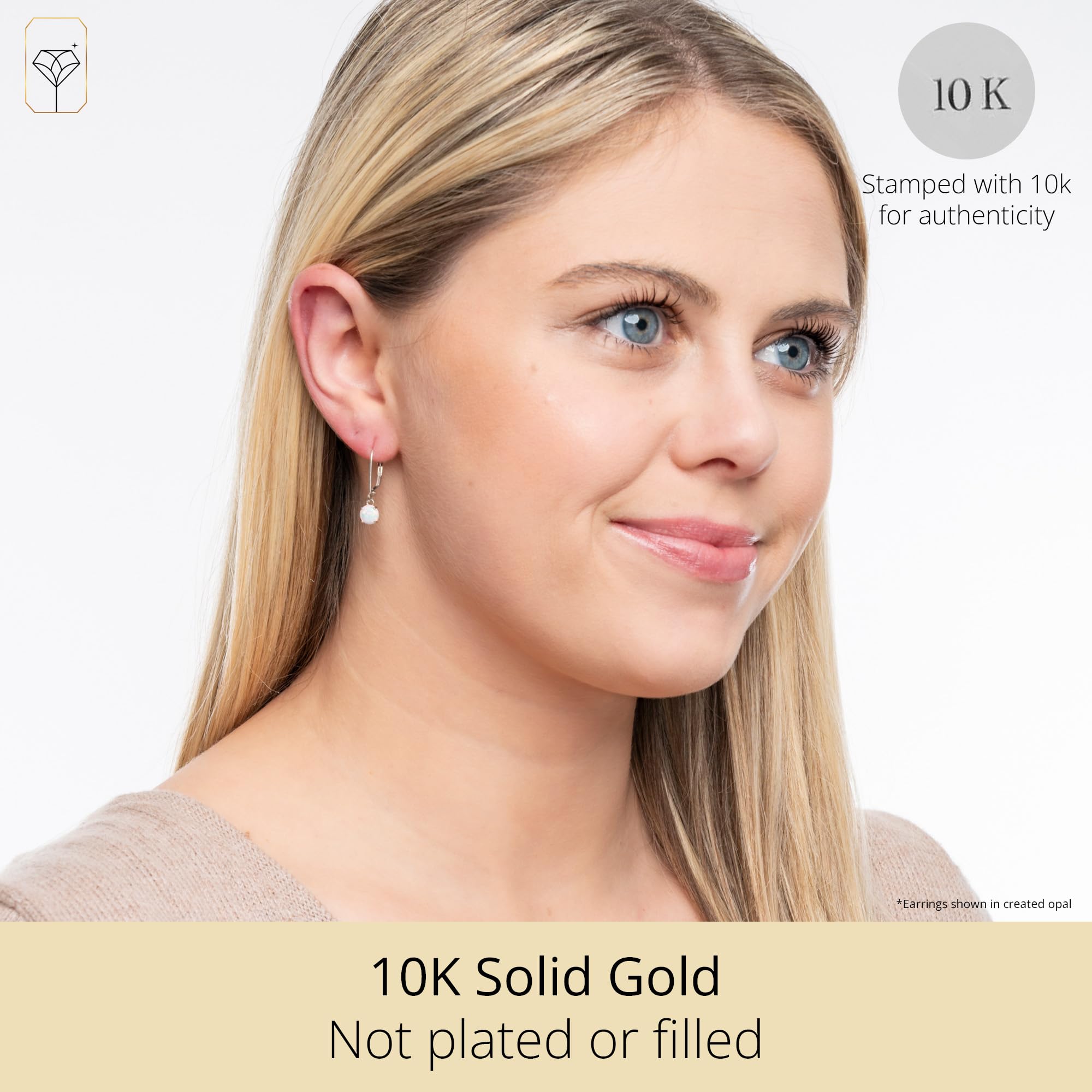 MAX + STONE 10k White Gold 6mm Round March Birthstone Aquamarine Dangle Earrings for Women with Leverbacks