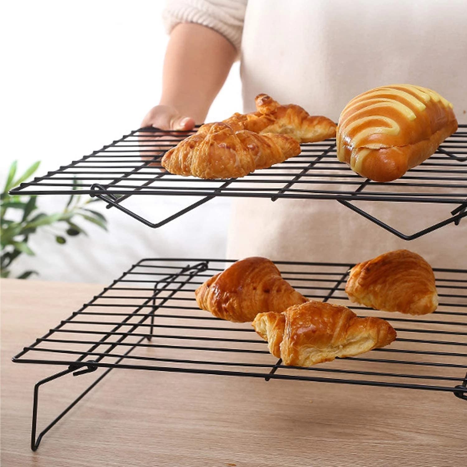 Three-layer Baking Cooling Rack Bread Cooling Rack Cake Rack Baking Tools Black Non-stick Cooling Rack Stackable