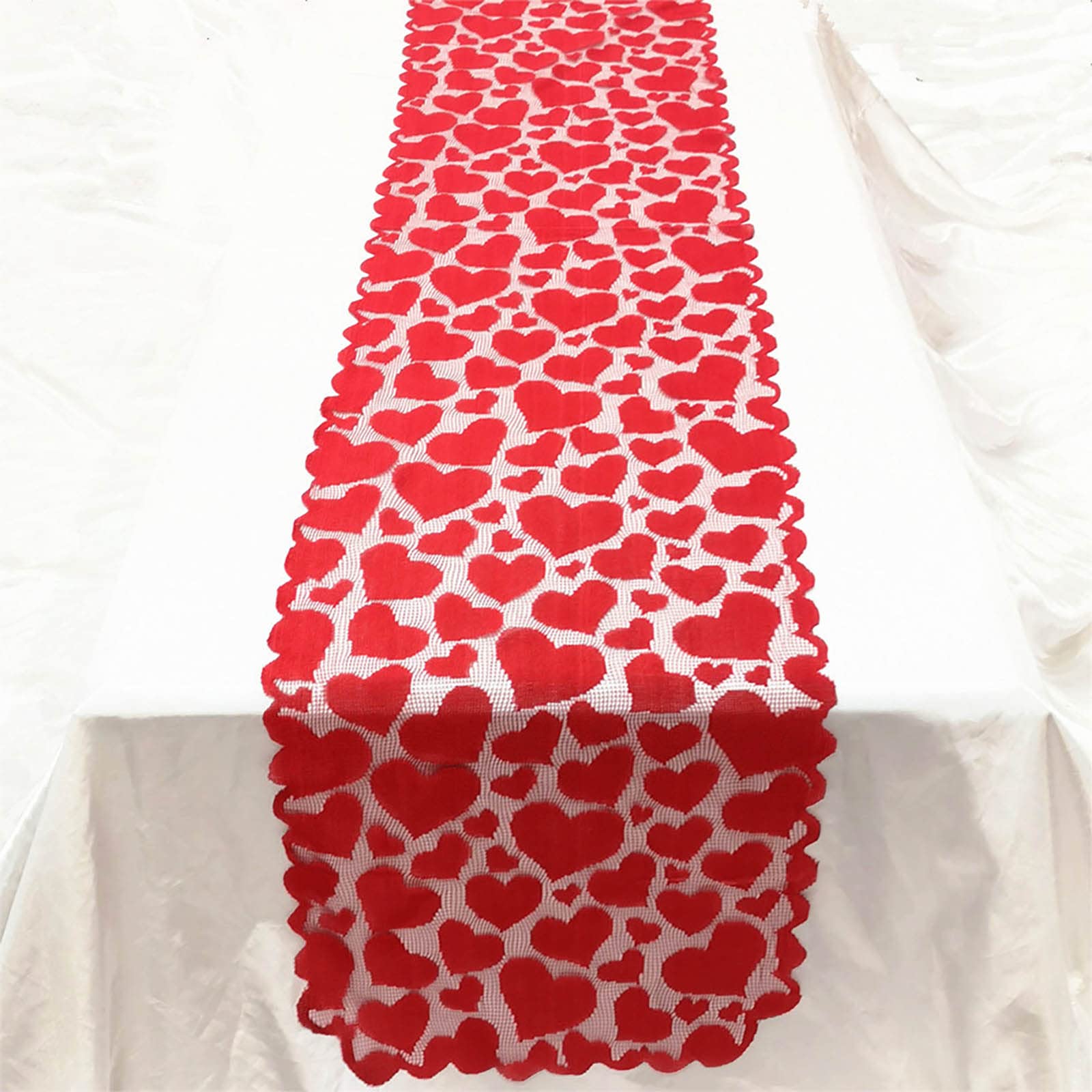 Tablecloth Factory Valentine's Day Love Table Flag Red Love Lace Table Flag Family Table Decoration Table Flag Valentine's Day Table Flag Paper Table Cover Roll (Red, One Size)