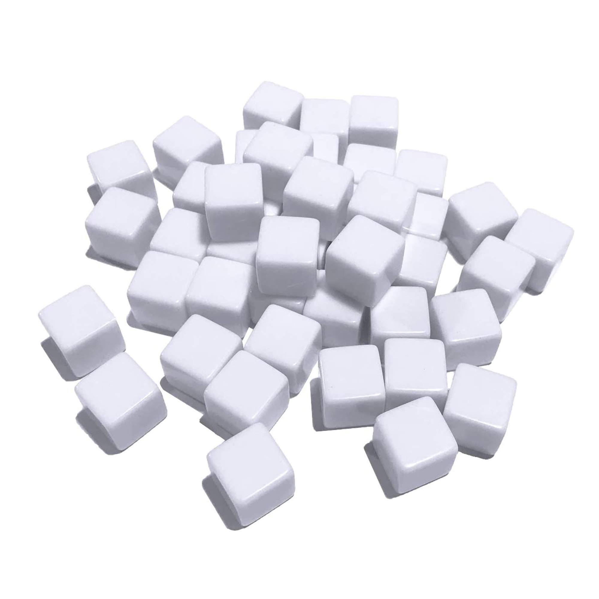 Nakimo 16MM Blank White Dice for Board Games, DIY, Fun, and Teaching, Pack of 48