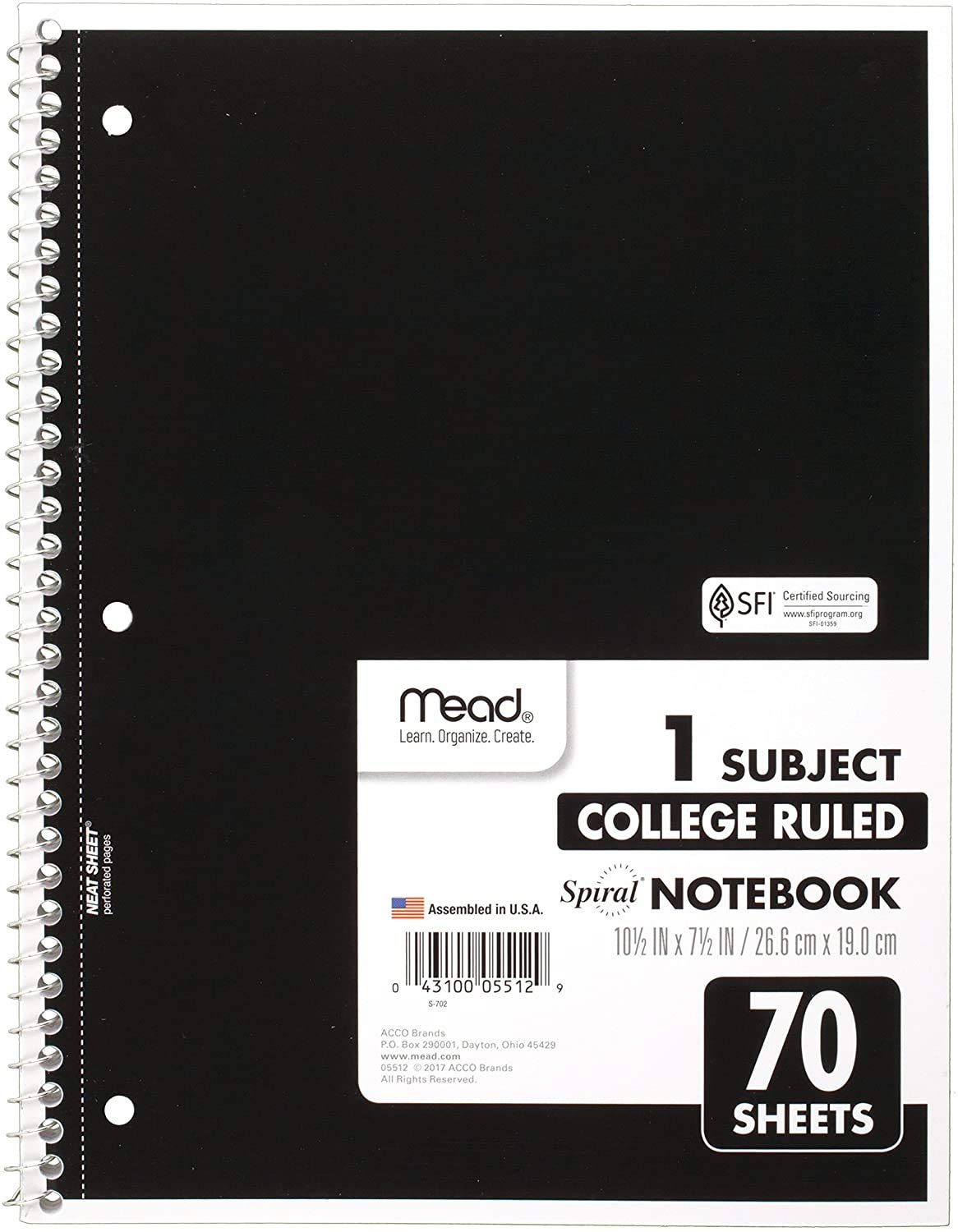 Mead Spiral Notebooks, 1 Subject, College Ruled, 70 Sheets, 24 Pack (73705)
