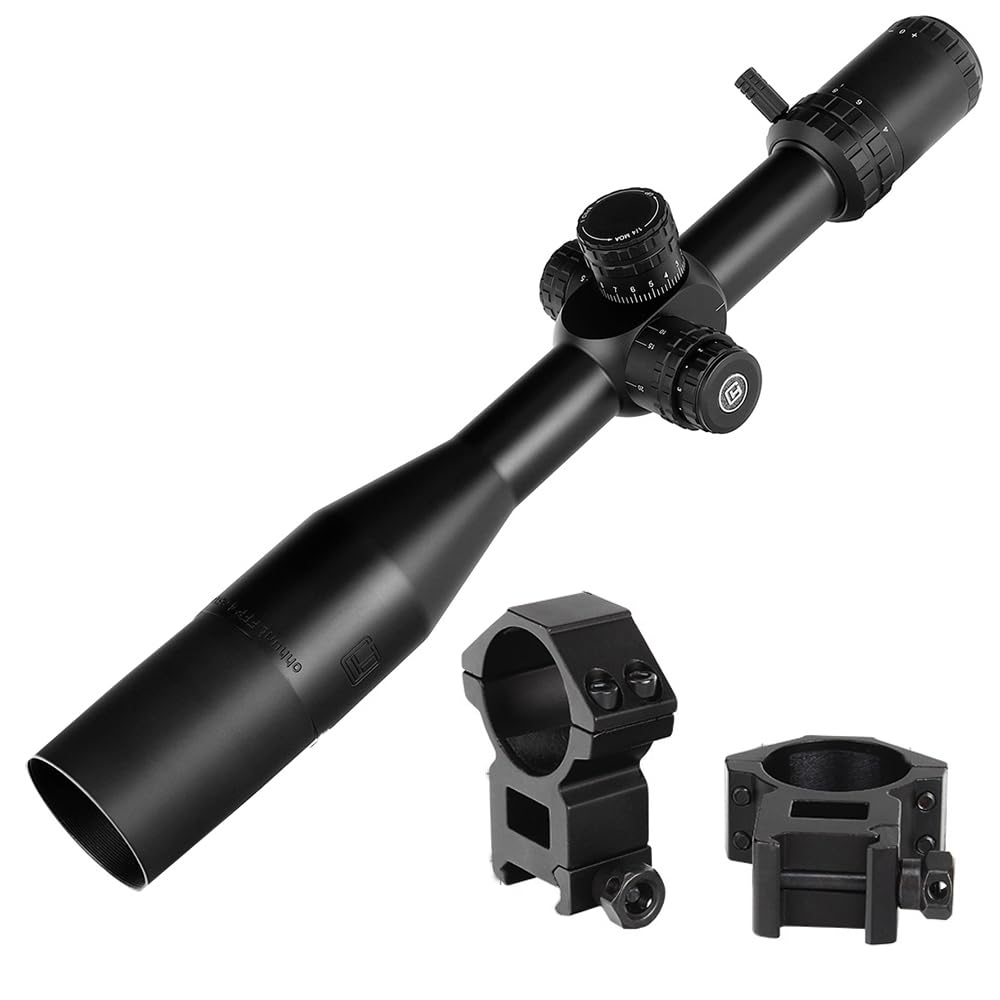 ohhunt 4-16X44 Rifle Scope First Focal Plane FFP Hunting 4-16 Rifle Scopes with High Profile Scope Rings,Sunshade,Throw Lever,Lens Cover