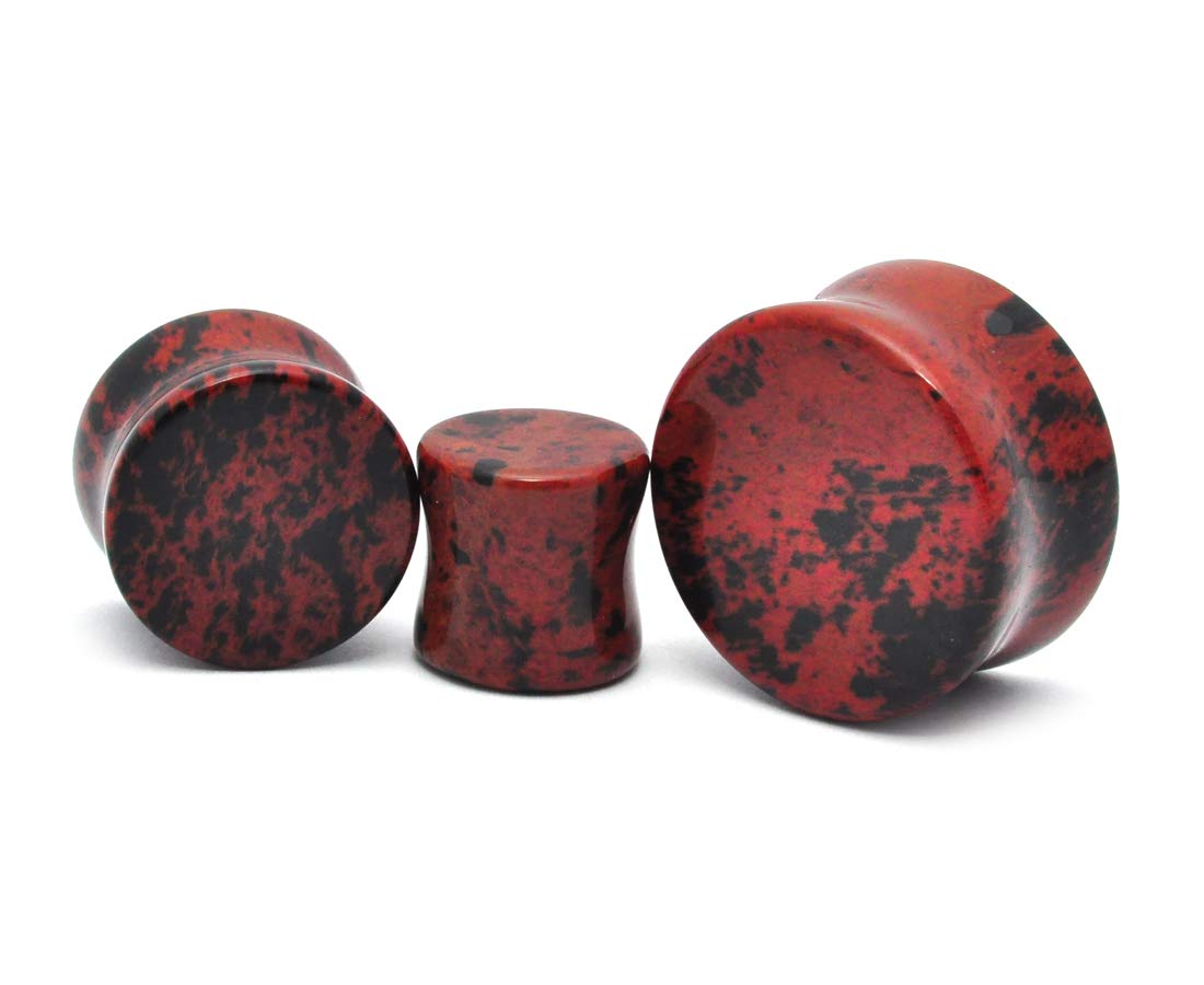 Mystic Metals Body Jewelry Pair of Mahogany Obsidian Stone Plugs - Sold as a Pair (0g (8mm))