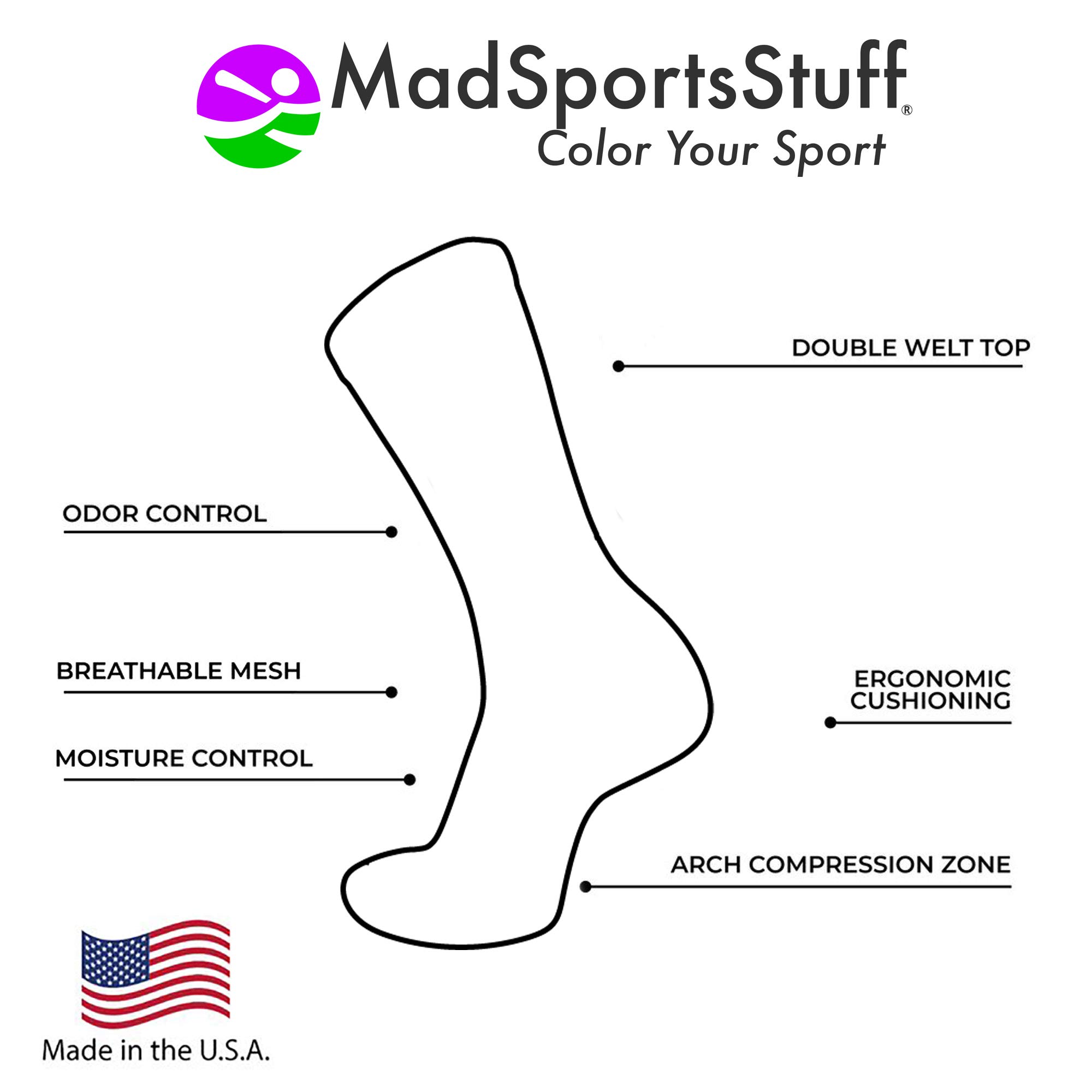 MadSportsStuff Chevron Girls Lacrosse Socks with Lacrosse Sticks Athletic Crew Socks (Electric Blue/Neon Green, Small)