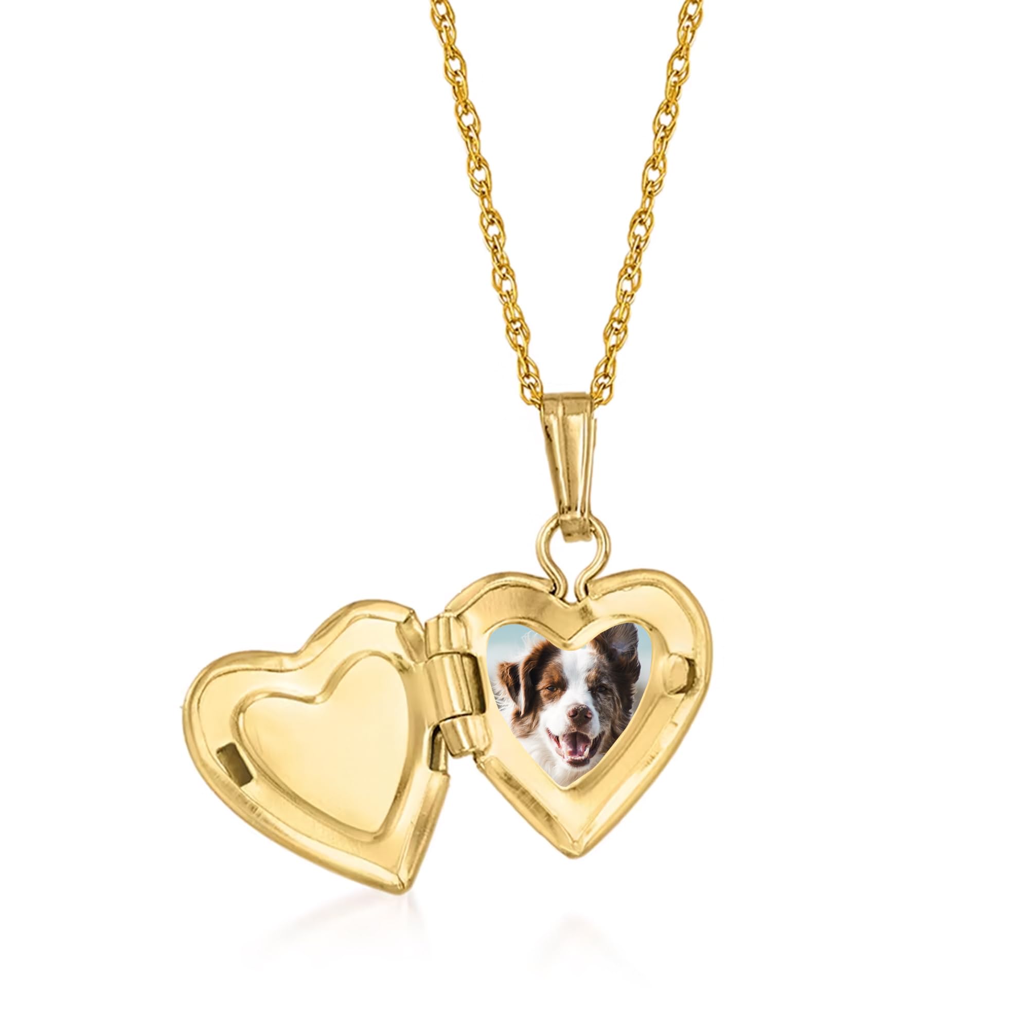 Ross-Simons Single-Initial - Baby's 14kt Yellow Gold Heart Locket Necklace. Size 13