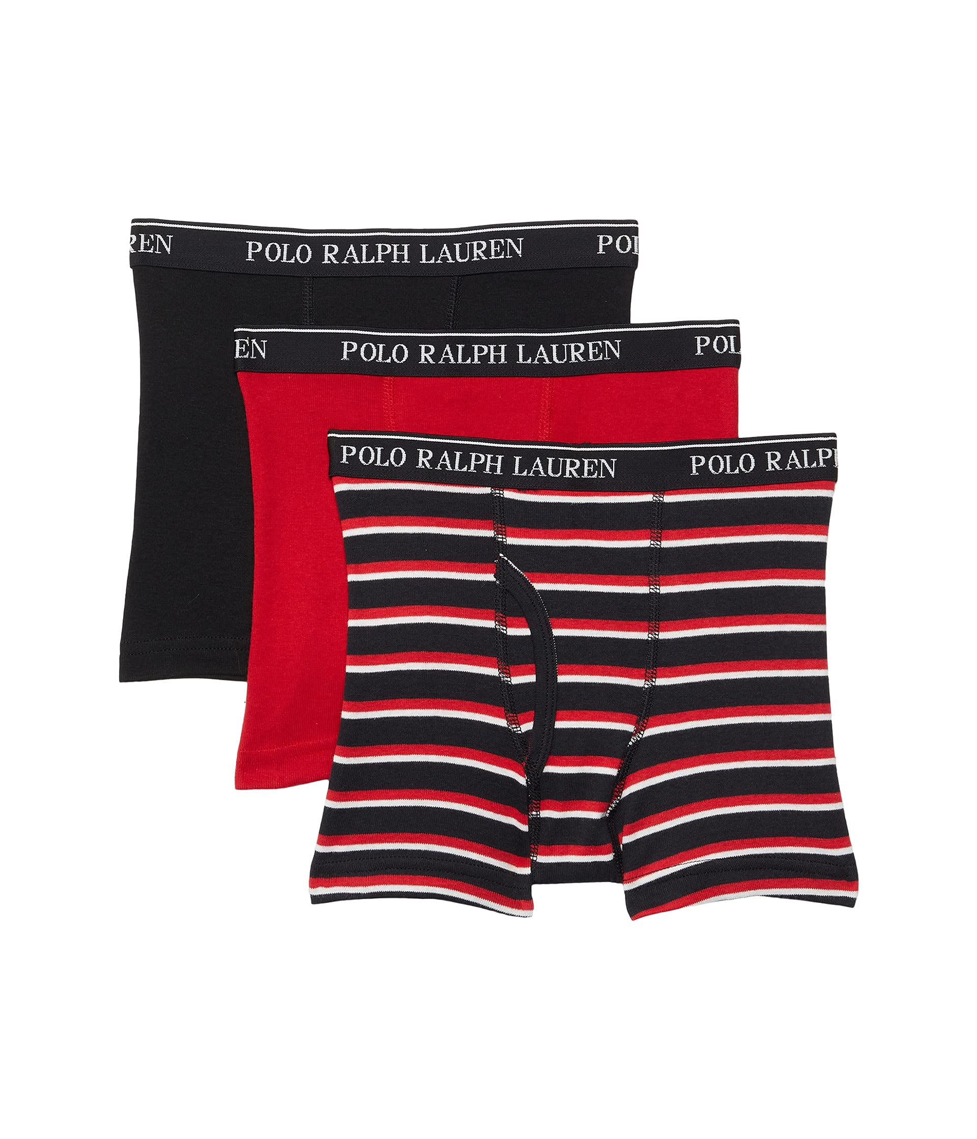 Polo Ralph Lauren Boy's P3 Boxer Briefs (Little Kids/Big Kids) Black Multi Stripe/Rl2000 Red/Polo Black MD (8-9 Big Kid)