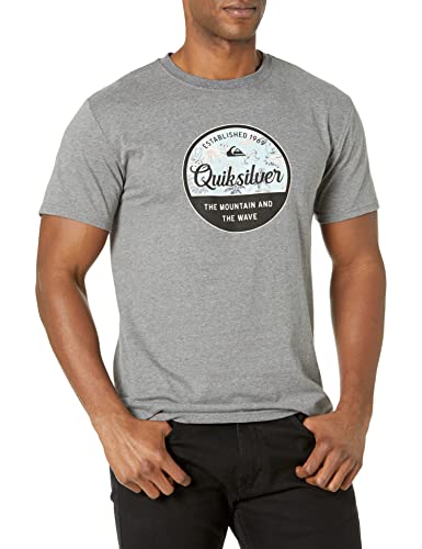 Quiksilver Men's Circle Script Mod Tee Shirt, Medium Grey Heather, X-Large
